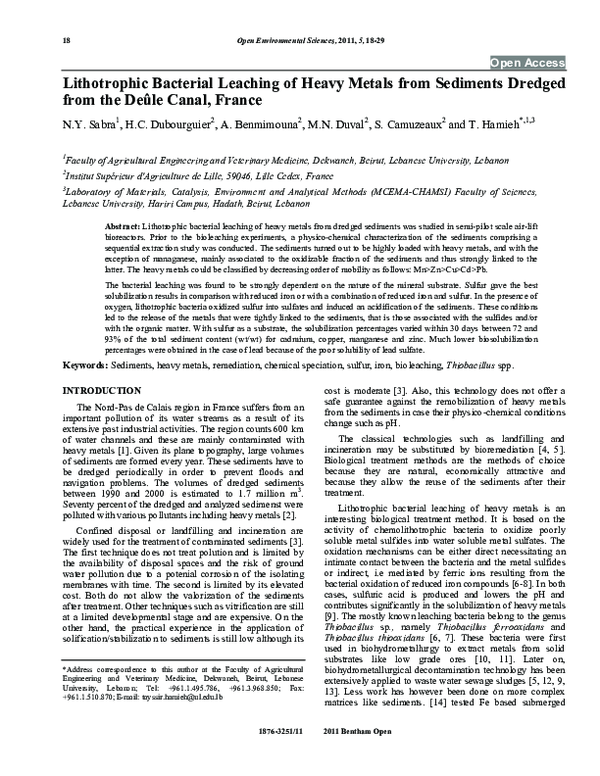 (PDF) Lithotrophic Bacterial Leaching of Heavy Metals from Sediments ...