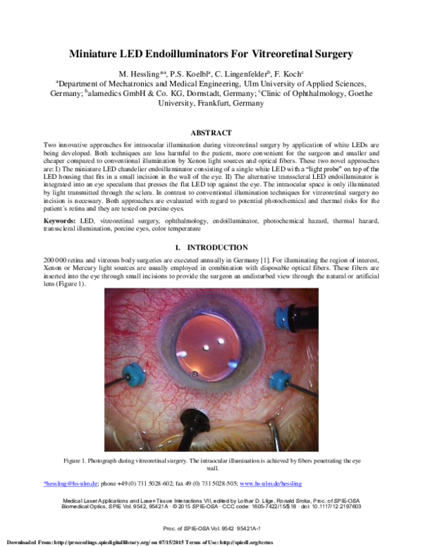 (PDF) Miniature LED endoilluminators for vitreoretinal surgery
