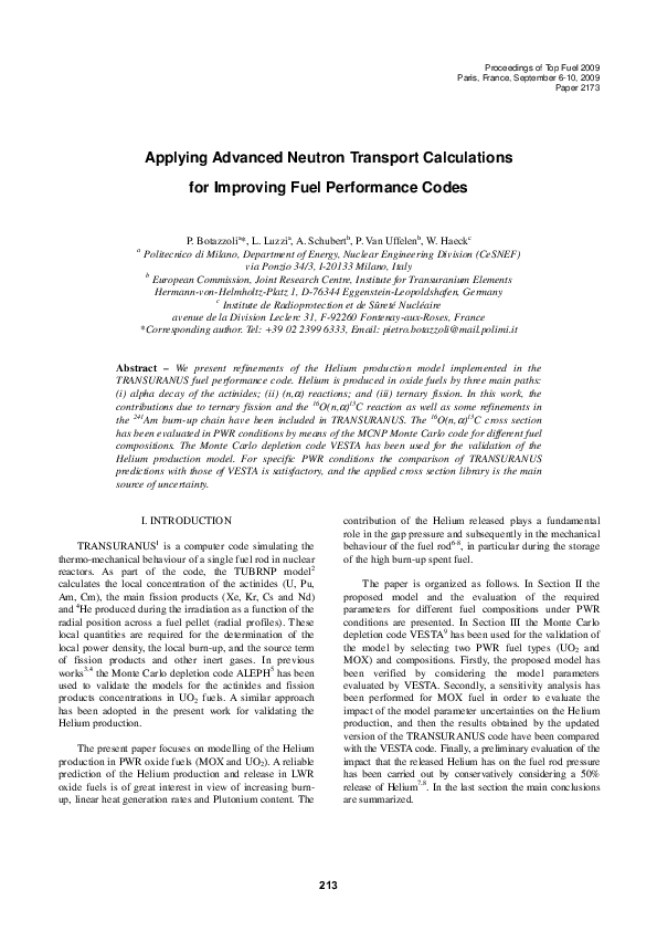 Pdf Applying Advanced Neutron Transport Calculations For Improving Fuel Performance Codes