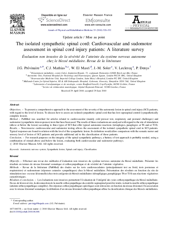 (PDF) Workshop: Autonomic dysreflexia in spinal cord injury, “A Need ...