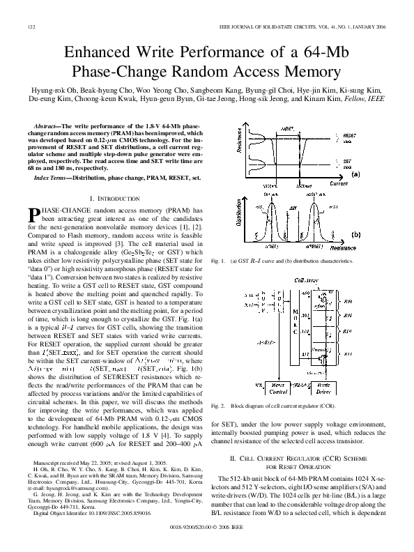 (PDF) Enhanced Write Performance of a 64-Mb Phase-Change Random Access Memory
