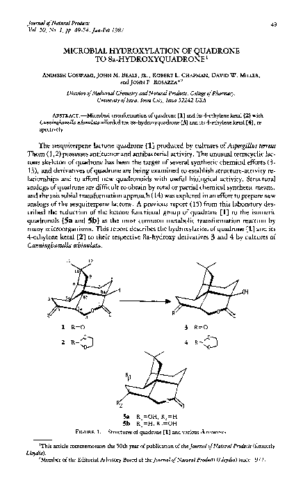 (PDF) Microbial Hydroxylation of Quadrone to 8a-Hydroxyquadrone