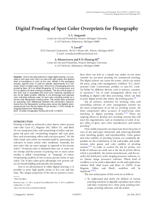 (PDF) Digital Proofing of Spot Color Overprints for Flexography