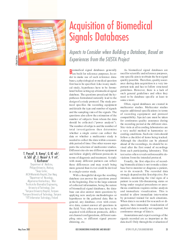 Pdf Acquisition Of Biomedical Signals Databases
