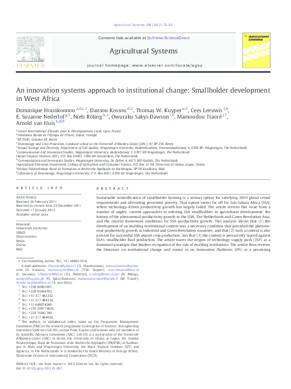 (PDF) An innovation systems approach to institutional change ... (PDF) An innovation systems approach to institutional change ...