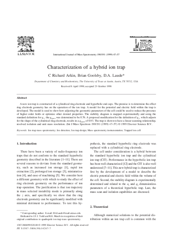 (PDF) Characterization of a hybrid ion trap