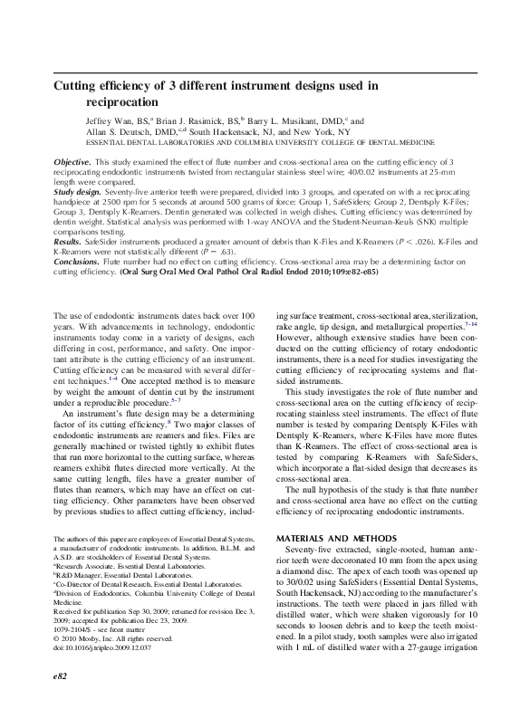 (PDF) Cutting efficiency of 3 different instrument designs used in ...