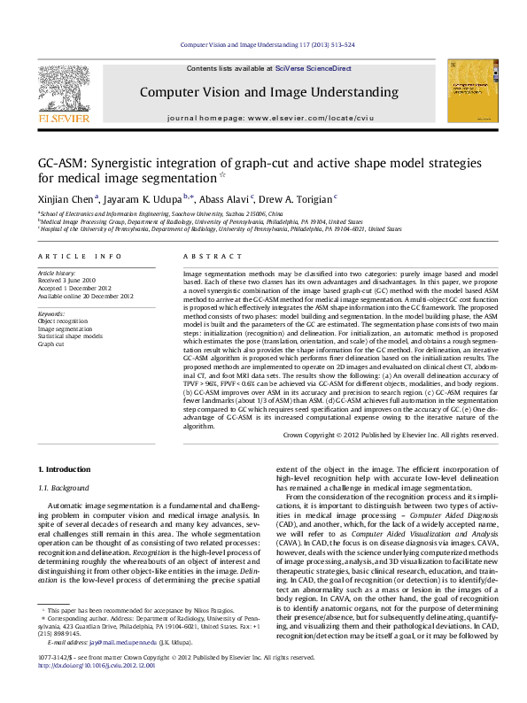 (PDF) GC-ASM: Synergistic integration of graph-cut and active shape ...