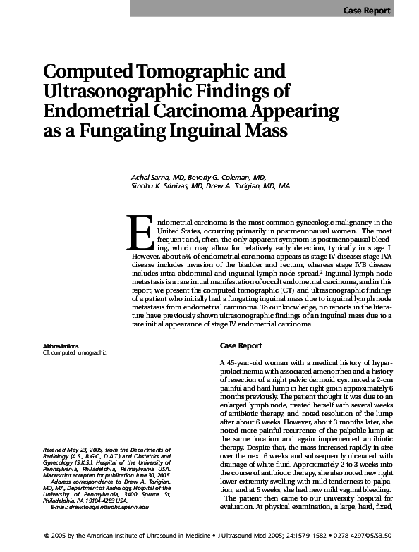(PDF) Computed Tomographic and Ultrasonographic Findings of Endometrial ...
