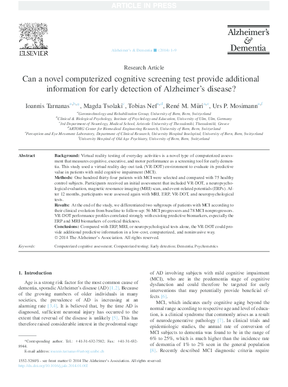 (PDF) Can a novel computerized cognitive screening test provide ...