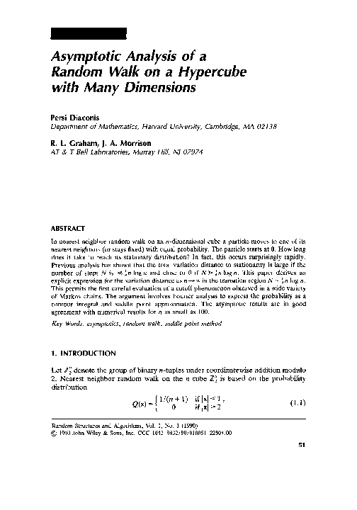 Pdf Asymptotic Analysis Of A Random Walk On A Hypercube With Many