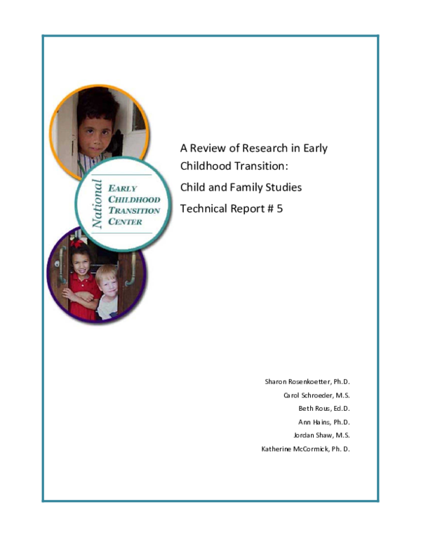 (PDF) A Review of Research in Early Childhood Transition: Child and ...