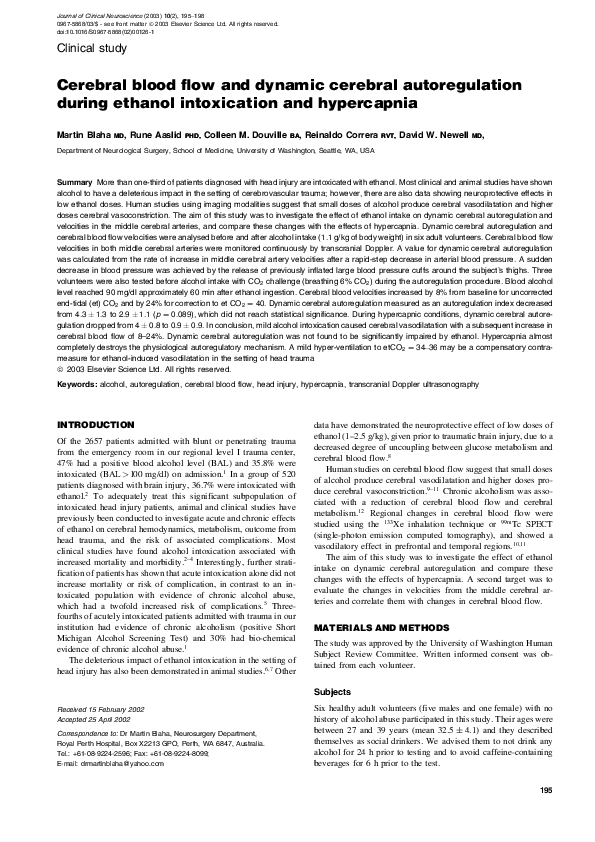 (PDF) Cerebral blood flow and dynamic cerebral autoregulation during ethanol intoxication and ...