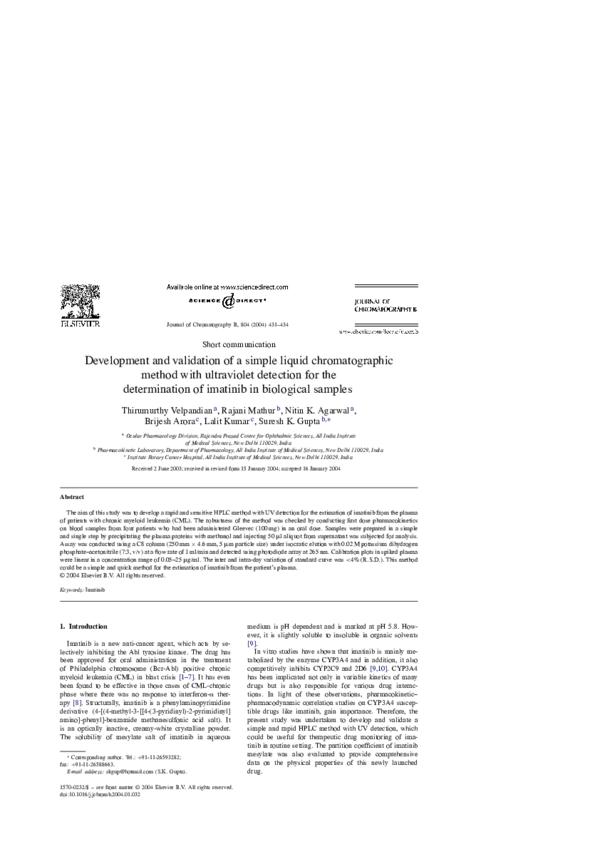 Pdf Development And Validation Of A Simple Liquid Chromatographic Method With Ultraviolet