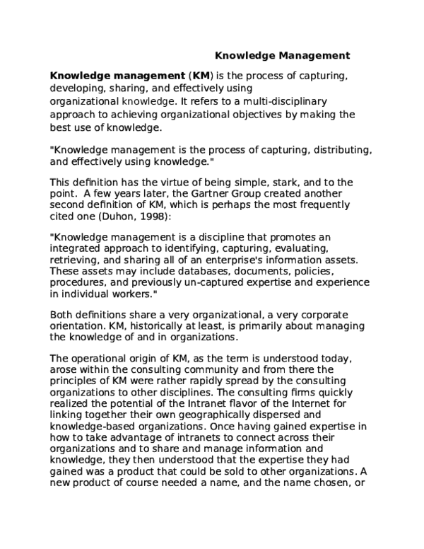(DOC) Knowledge Management