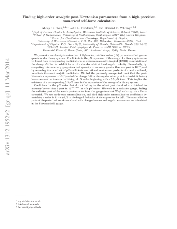 Pdf Finding High Order Analytic Post Newtonian Parameters From A High