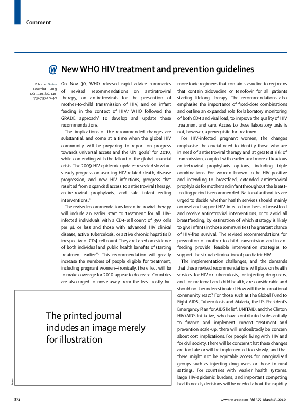 (PDF) New WHO HIV treatment and prevention guidelines