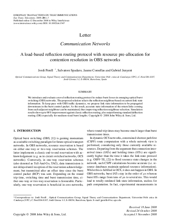 Pdf A Load Based Reflection Routing Protocol With Resource Pre Allocation For Contention