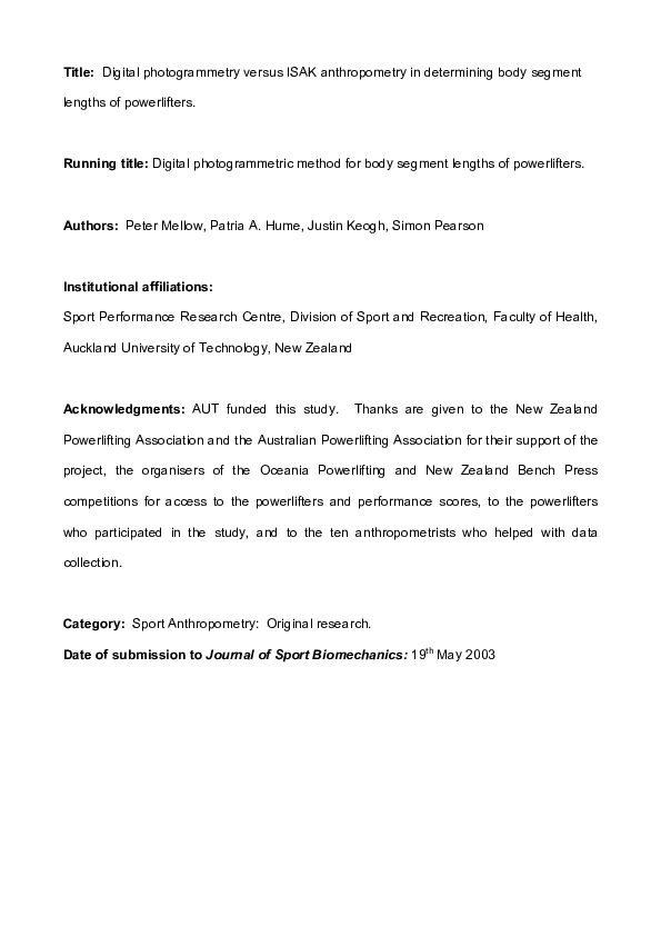 (PDF) Digital photogrammetry versus ISAK anthropometry in determining ...