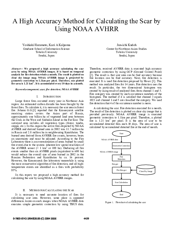 (PDF) A high accuracy method for calculating the scar by using NOAA AVHRR