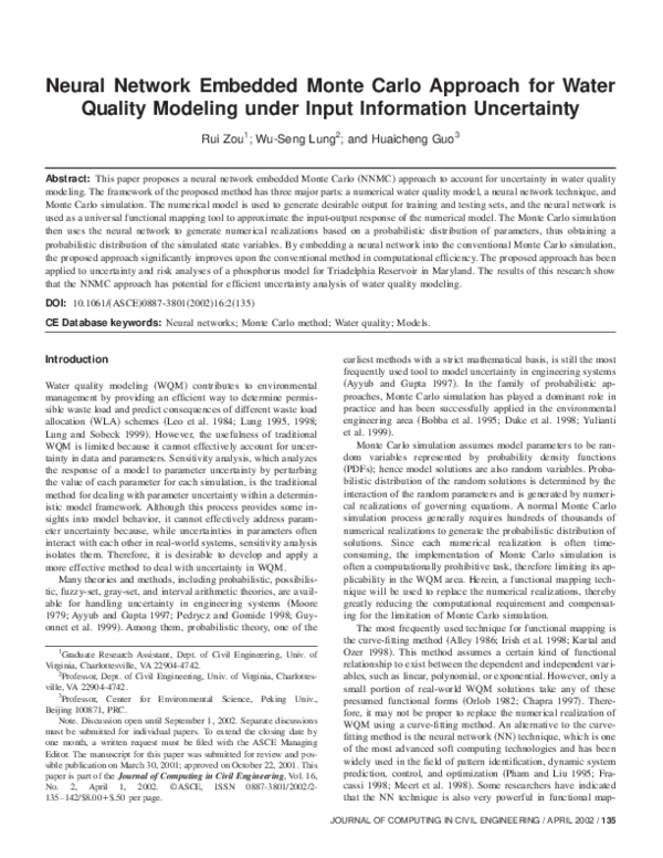 (PDF) Neural Network Embedded Monte Carlo Approach for Water Quality Modeling under Input ...