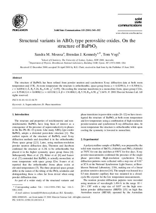 (PDF) Structural variants in ABO3 type perovskite oxides. On the ...