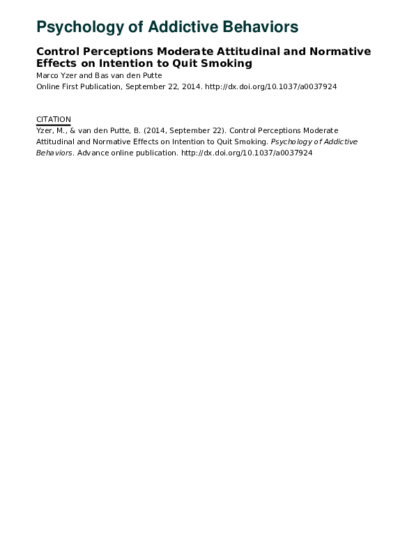 (PDF) Control perceptions moderate attitudinal and normative effects on ...