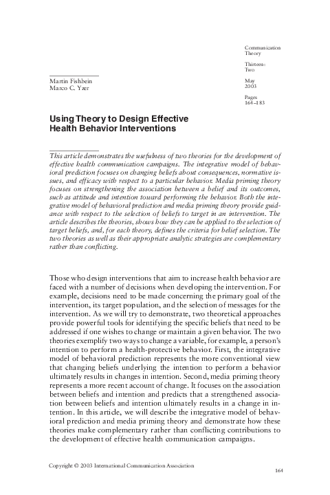 (PDF) Using theory to design effective health behavior interventions