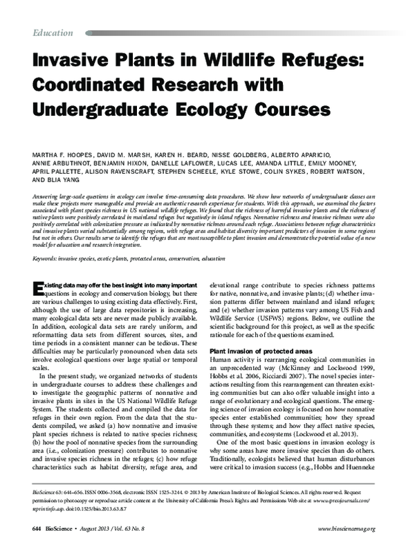 (PDF) Invasive plants in U.S. National Wildlife Refuges: A coordinated ...