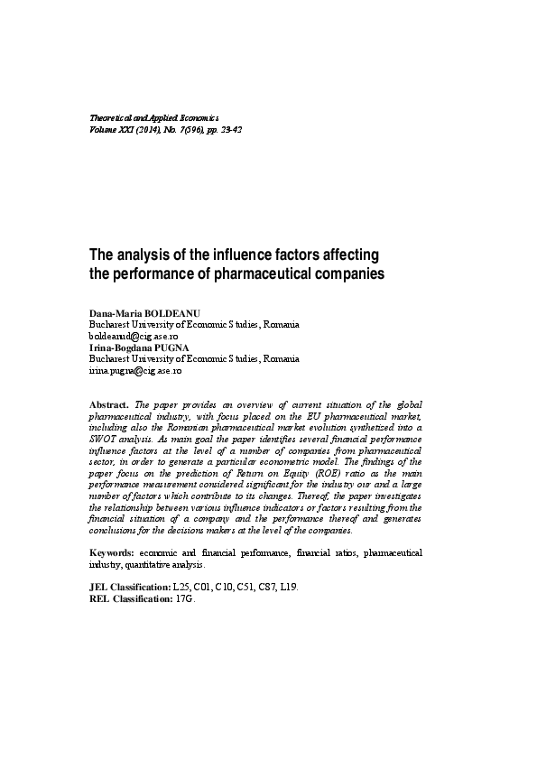 (PDF) The analysis of the influence factors affecting the performance ...