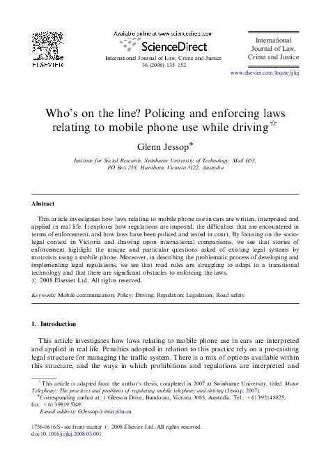 (PDF) Who's on the line? Policing and enforcing laws relating to mobile ...