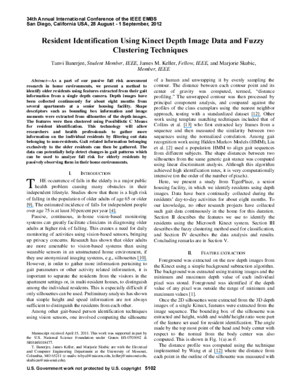 (PDF) Resident identification using kinect depth image data and fuzzy clustering techniques