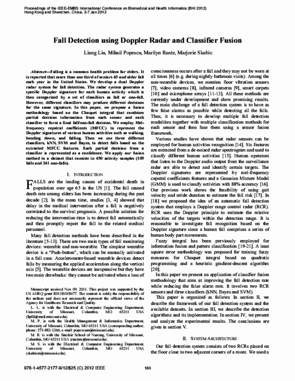 (PDF) Fall detection using doppler radar and classifier fusion