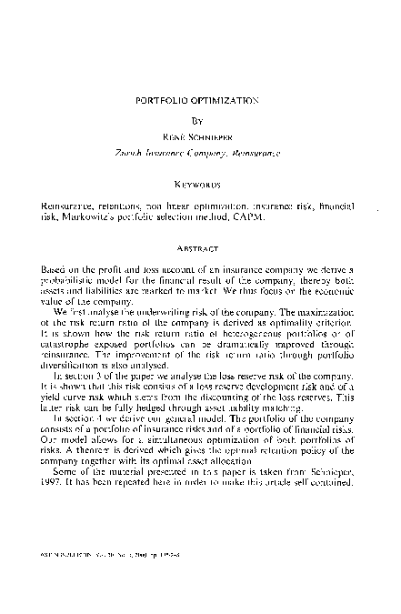 (PDF) PORTFOLIO OPTIMIZATION