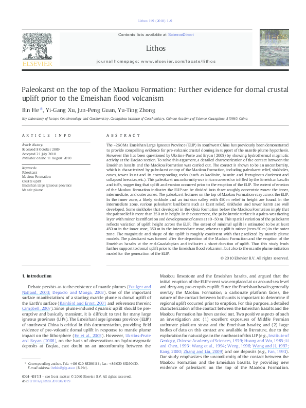 (PDF) Paleokarst on the top of the Maokou Formation: Further evidence ...