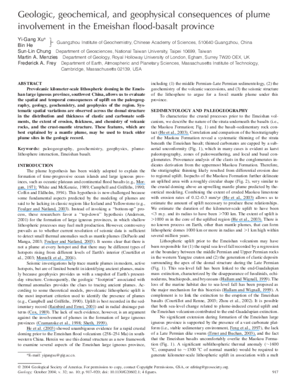 (PDF) Geologic, geochemical, and geophysical consequences of plume ...