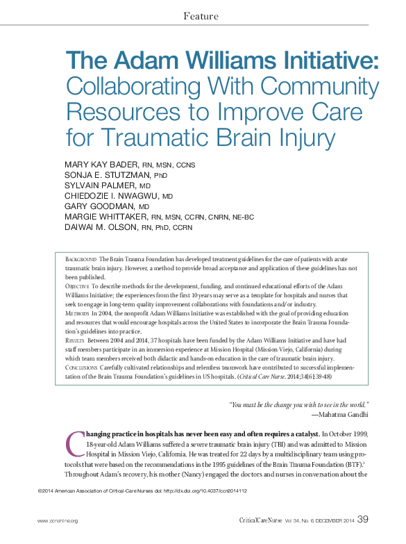 (PDF) The Adam Williams Initiative: Collaborating With Community ...