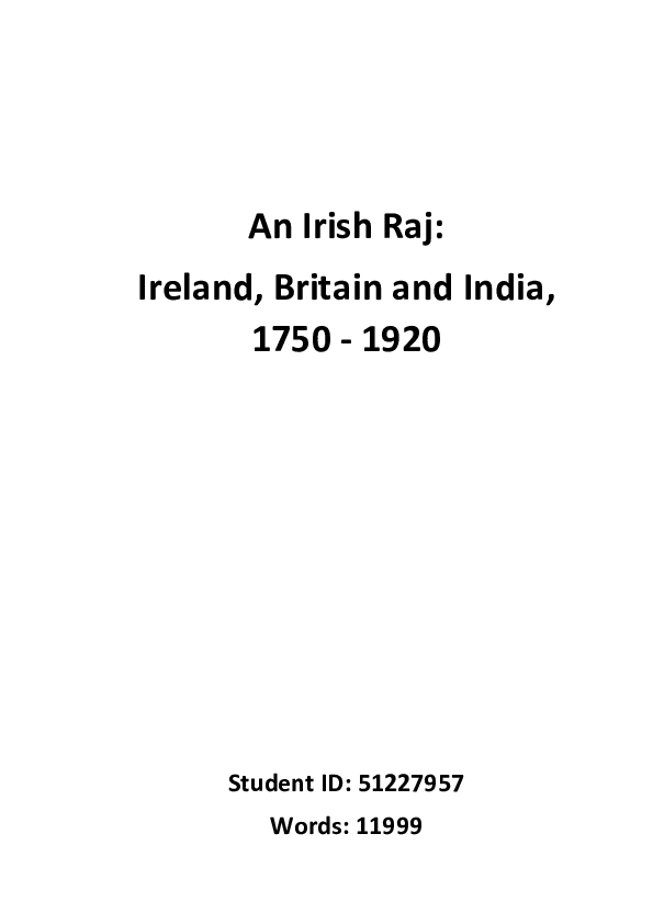 (PDF) An Irish Raj: Ireland, Britain and India, 1750 - 1920