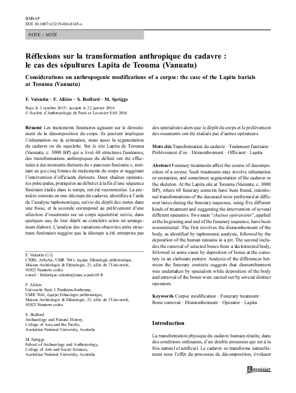 (PDF) Réflexions sur la transformation anthropique du cadavre : le cas ...