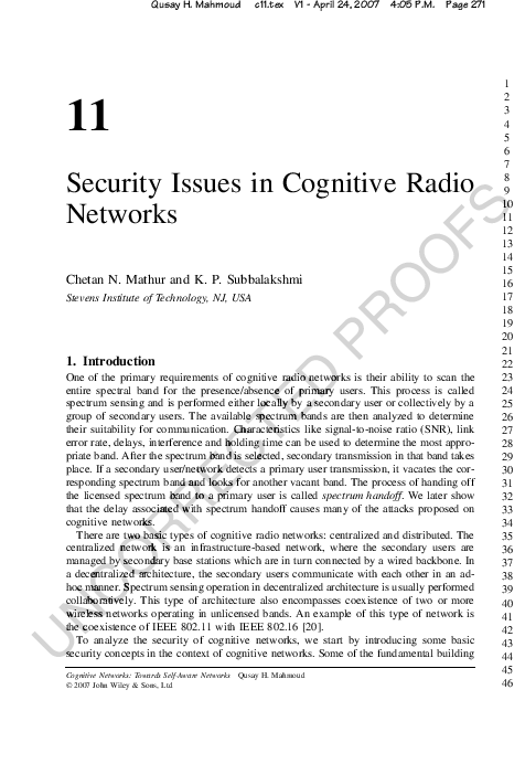(PDF) Security Issues in Cognitive Radio Networks