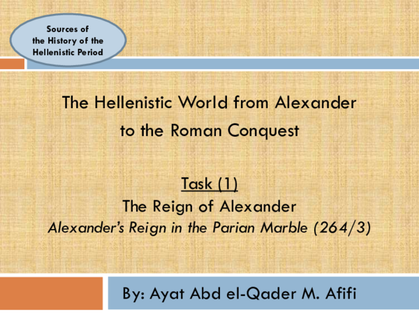 (PDF) The Hellenistic World from Alexander to the Roman Conquest :The ...