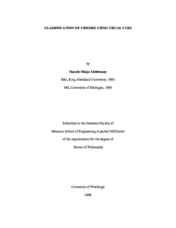 (PDF) Classification of visemes using visual cues