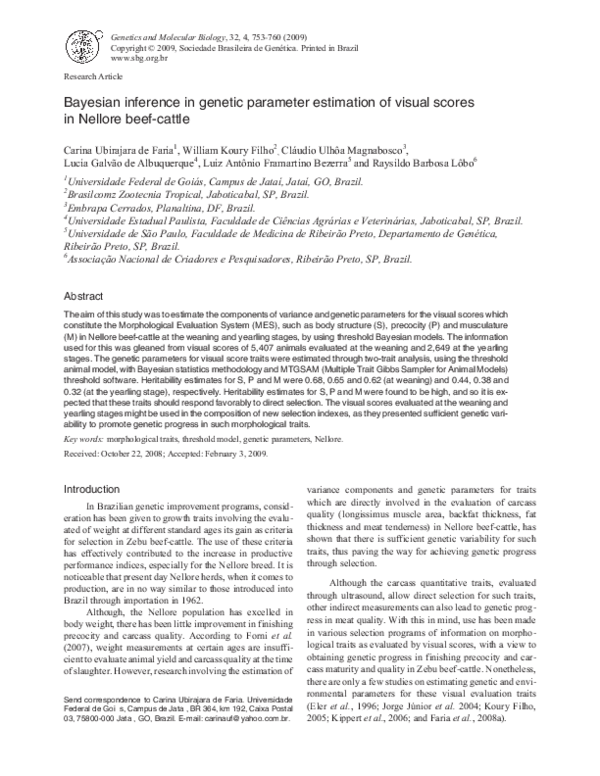 (PDF) Bayesian inference in genetic parameter estimation of visual ... (PDF) Bayesian inference in genetic parameter estimation of visual ...