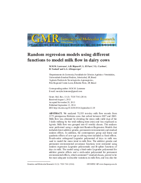 Pdf Random Regression Models Using Different Functions To Model Test 5162