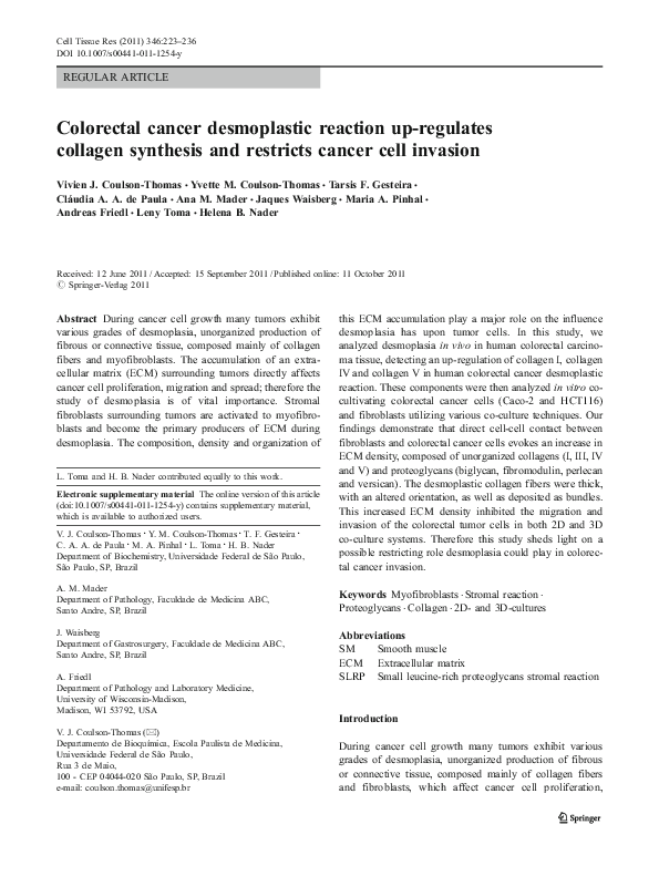 (PDF) Colorectal cancer desmoplastic reaction up-regulates collagen ...