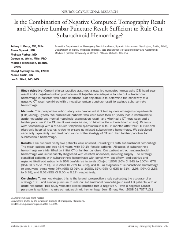 (PDF) Is the Combination of Negative Computed Tomography Result and ...