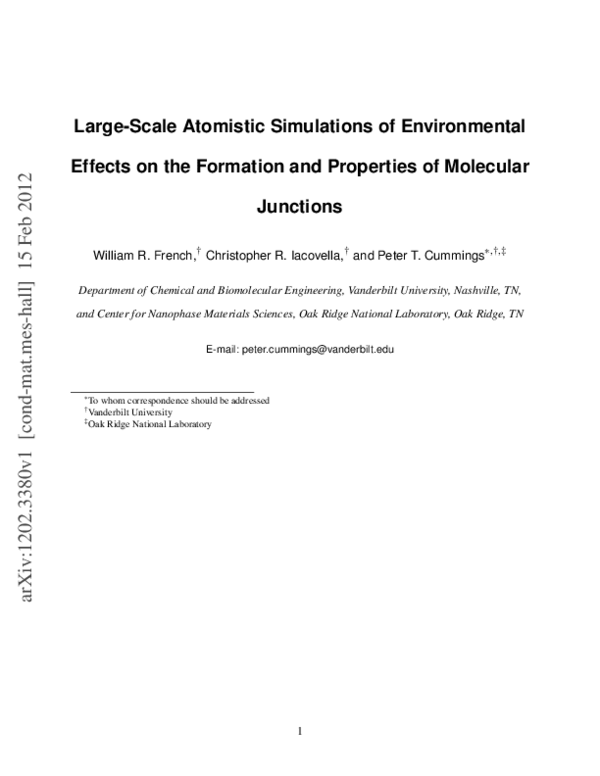 (PDF) Large-Scale Atomistic Simulations of Environmental Effects on the Formation and Properties ...