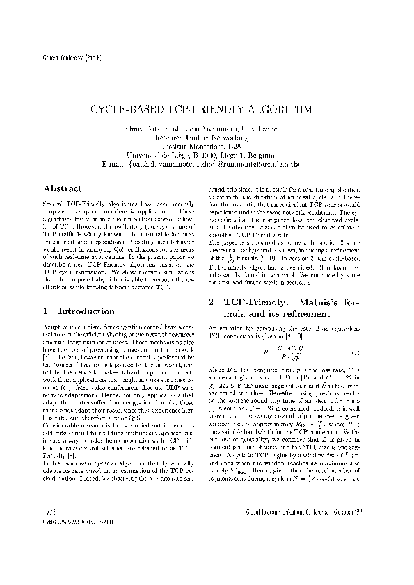 (PDF) Cycle-based TCP-friendly algorithm