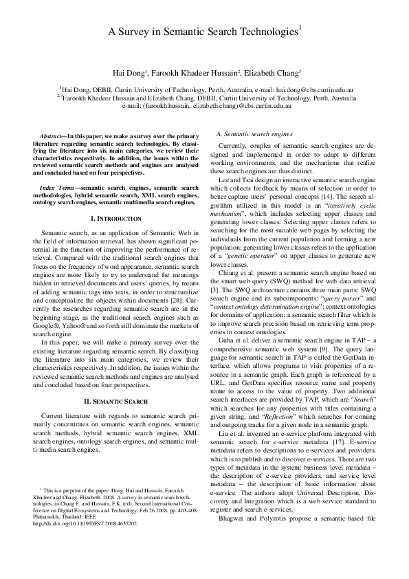 (PDF) A survey in semantic search technologies