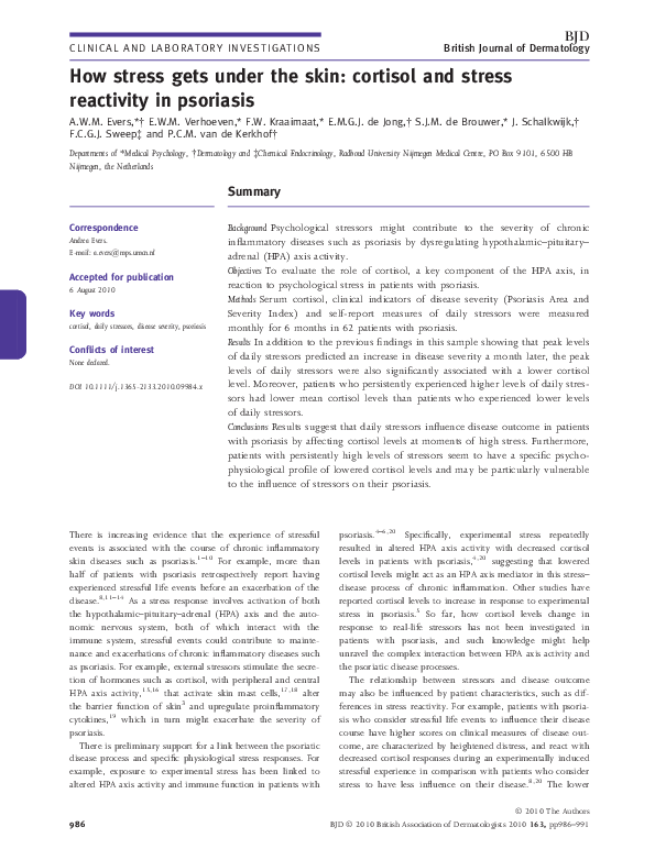 (PDF) How stress gets under the skin: cortisol and stress reactivity in ...